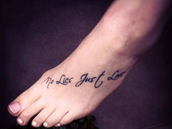 Cursive Writing Tattoos Foot Images